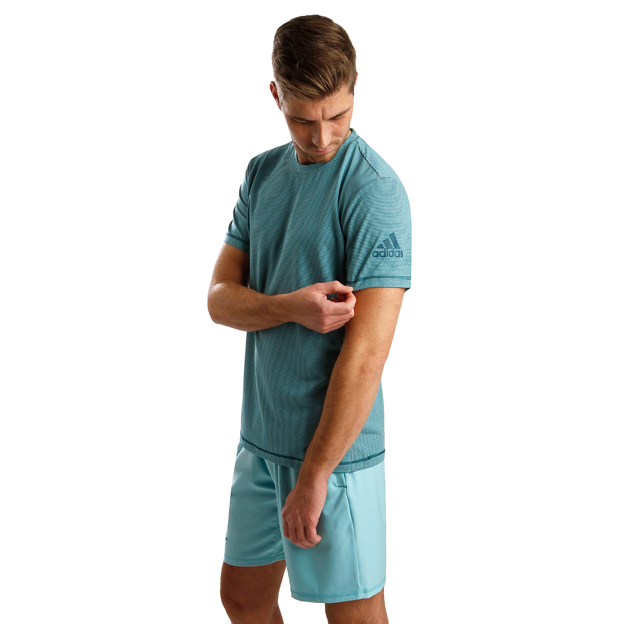 adidas Parley Striped T-shirt Heren Mint, Petrolblauw | Tennis-Point